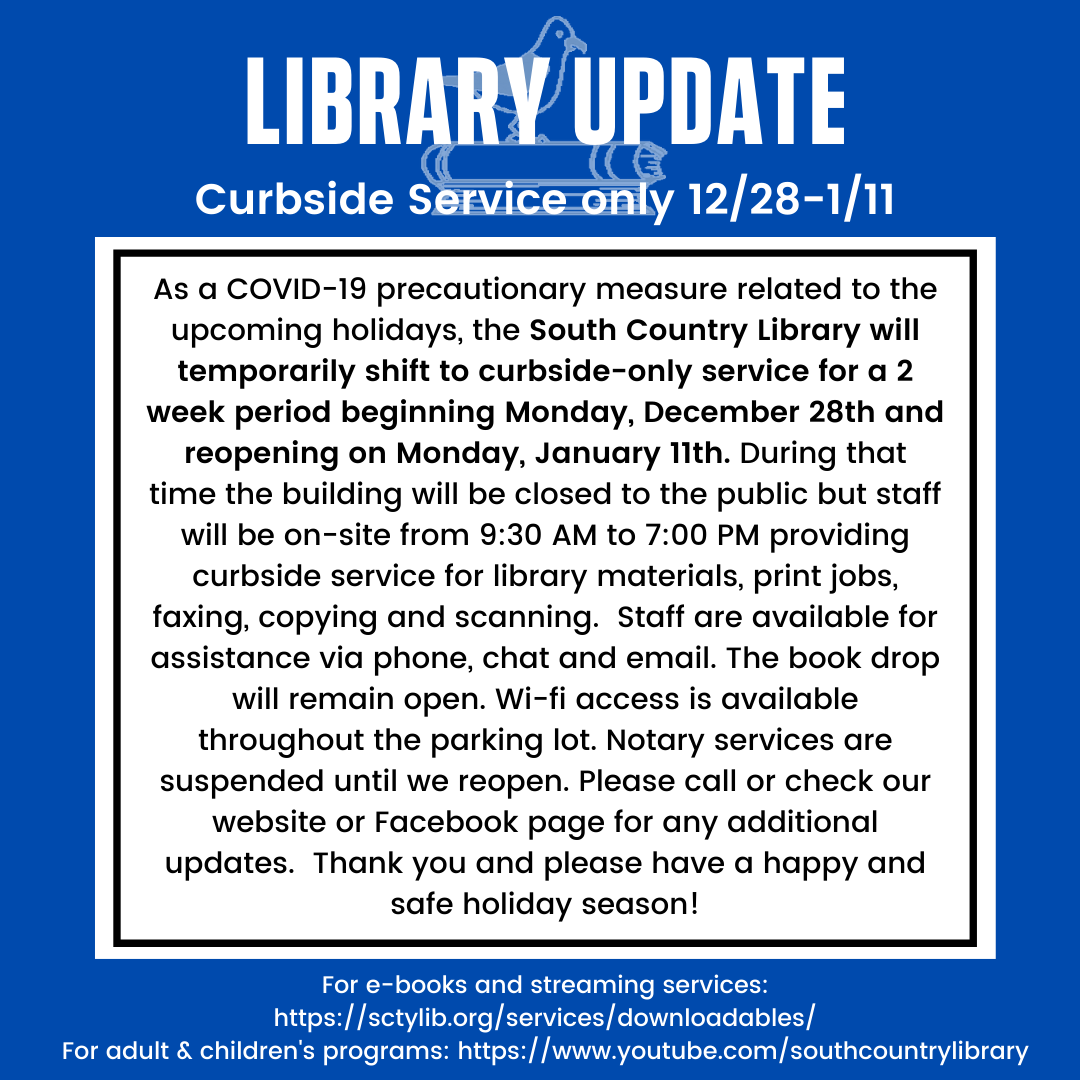 South Country Library – 22 Station Road, Bellport, NY 11713